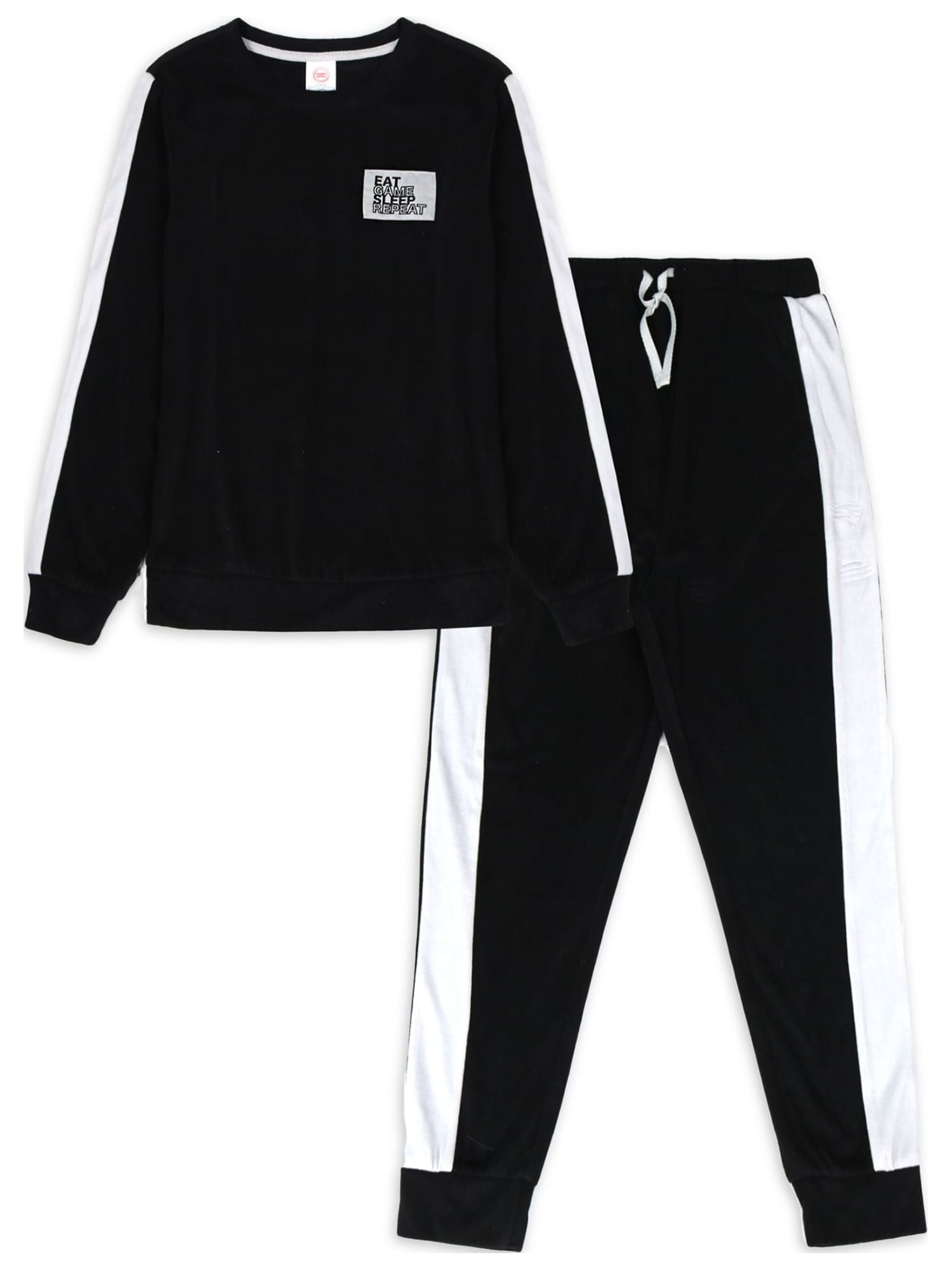 Wonder Nation Boys Long Sleeve Color Block Gamer Pajamas Pants Set, 2 ...