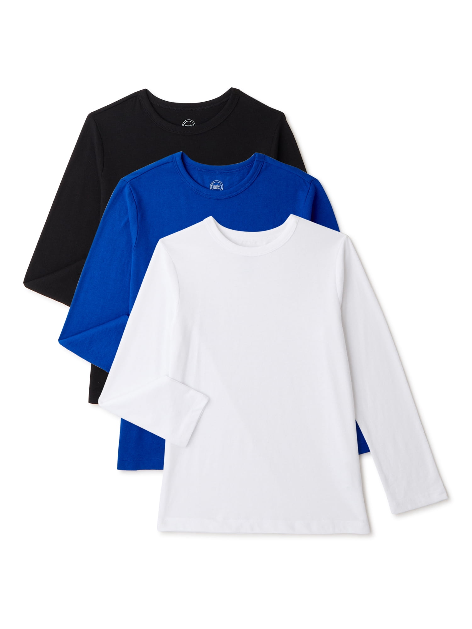 Wonder Nation Boys Long Sleeve Crewneck T-Shirt, 3 pack, Sizes 4-18 & Husky - Walmart.com