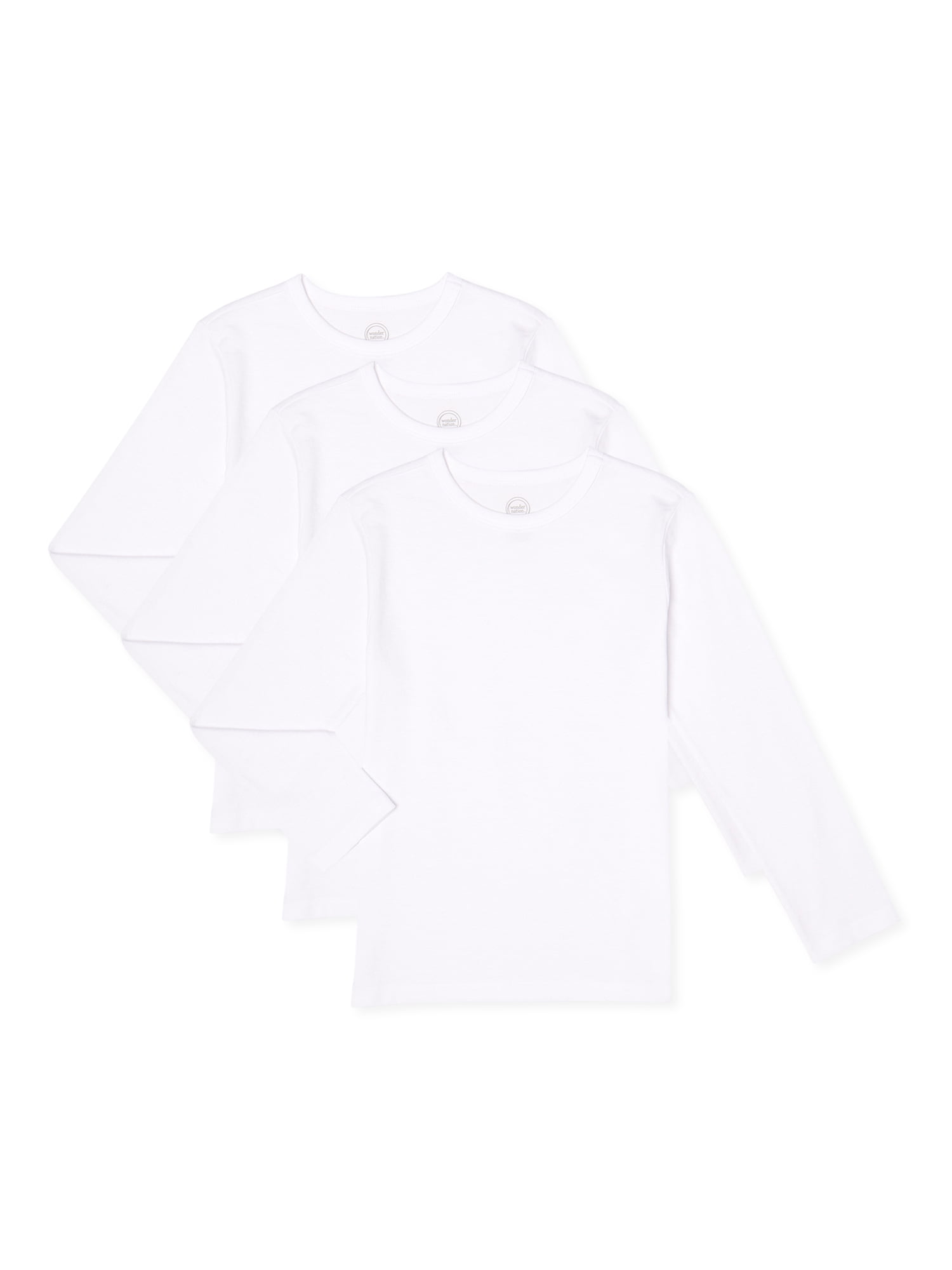 Wonder Nation Boys Long Sleeve Crewneck T-Shirt, 3 pack, Sizes 4-18 & Husky - Walmart.com