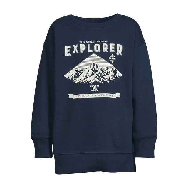 Wonder Nation Boys Long Sleeve Graphic Crewneck Sweatshirt, Sizes 4-18 ...