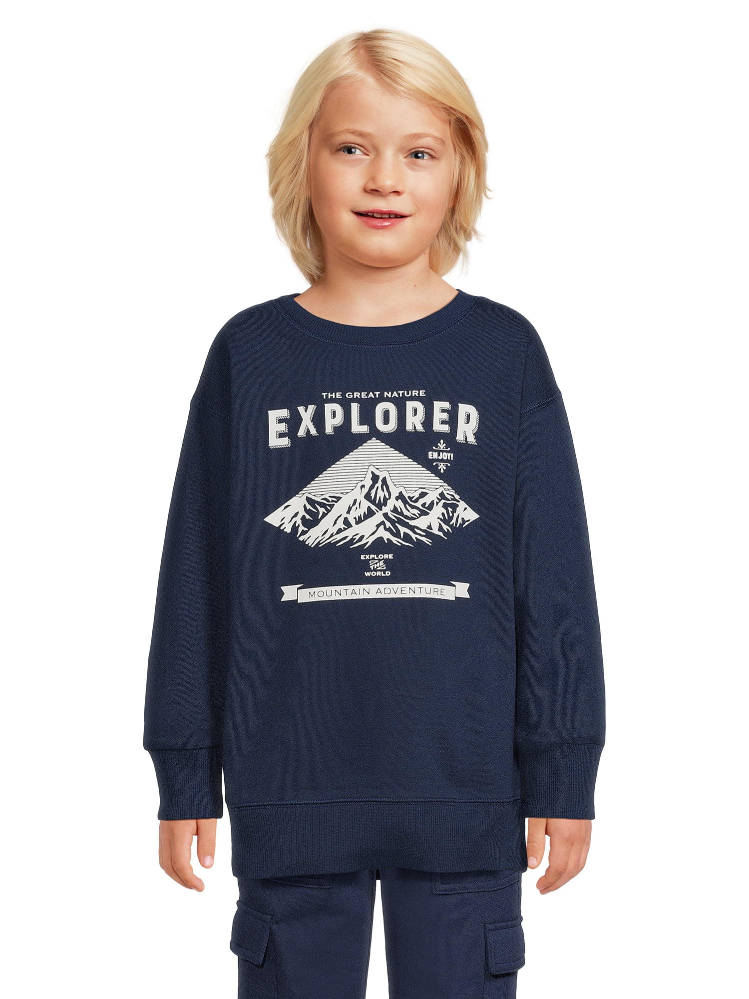 Wonder Nation Boys Long Sleeve Graphic Crewneck Sweatshirt, Sizes 4-18 - Walmart.com