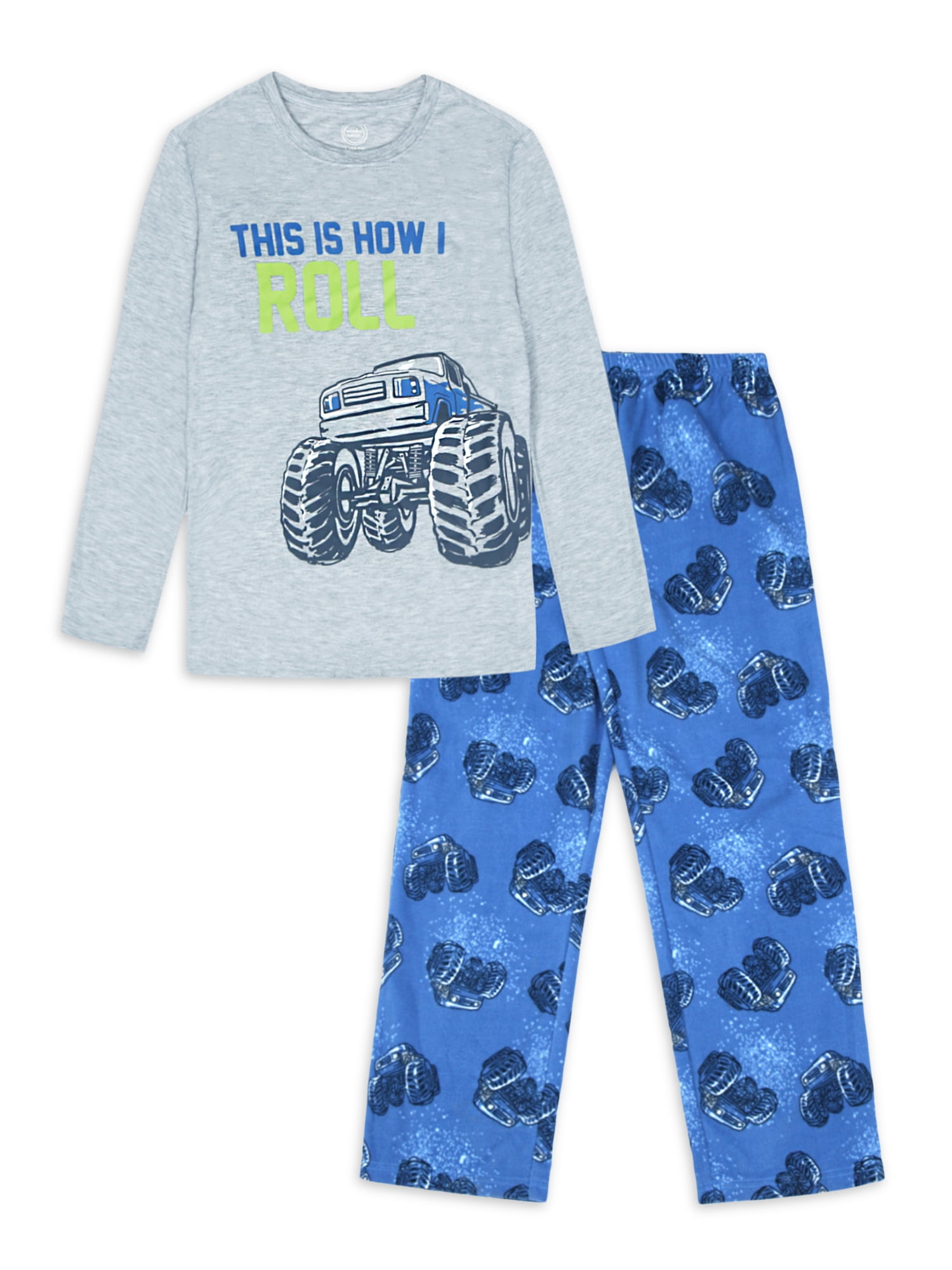 Wonder Nation Boys Long Sleeve Graphic Top with Jogger Pants Sleep ...
