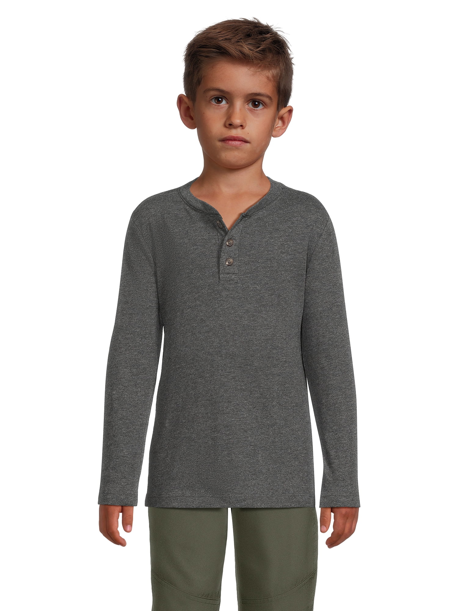 Wonder Nation Boys Long Sleeve Henley T-Shirt, Sizes 4-18 & Husky - Walmart.com