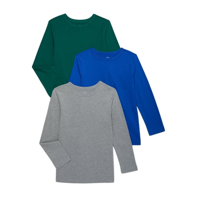 Wonder Nation Boys Long Sleeve Kid Tough T-Shirt, 3-Pack, Sizes 4-18 & Husky - Walmart.com
