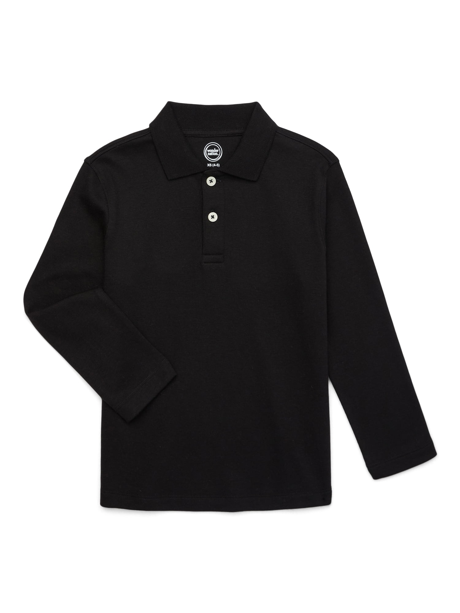 Wonder Nation Boys Long Sleeve Polo Shirt, Sizes 4-18 & Husky, Soft ...