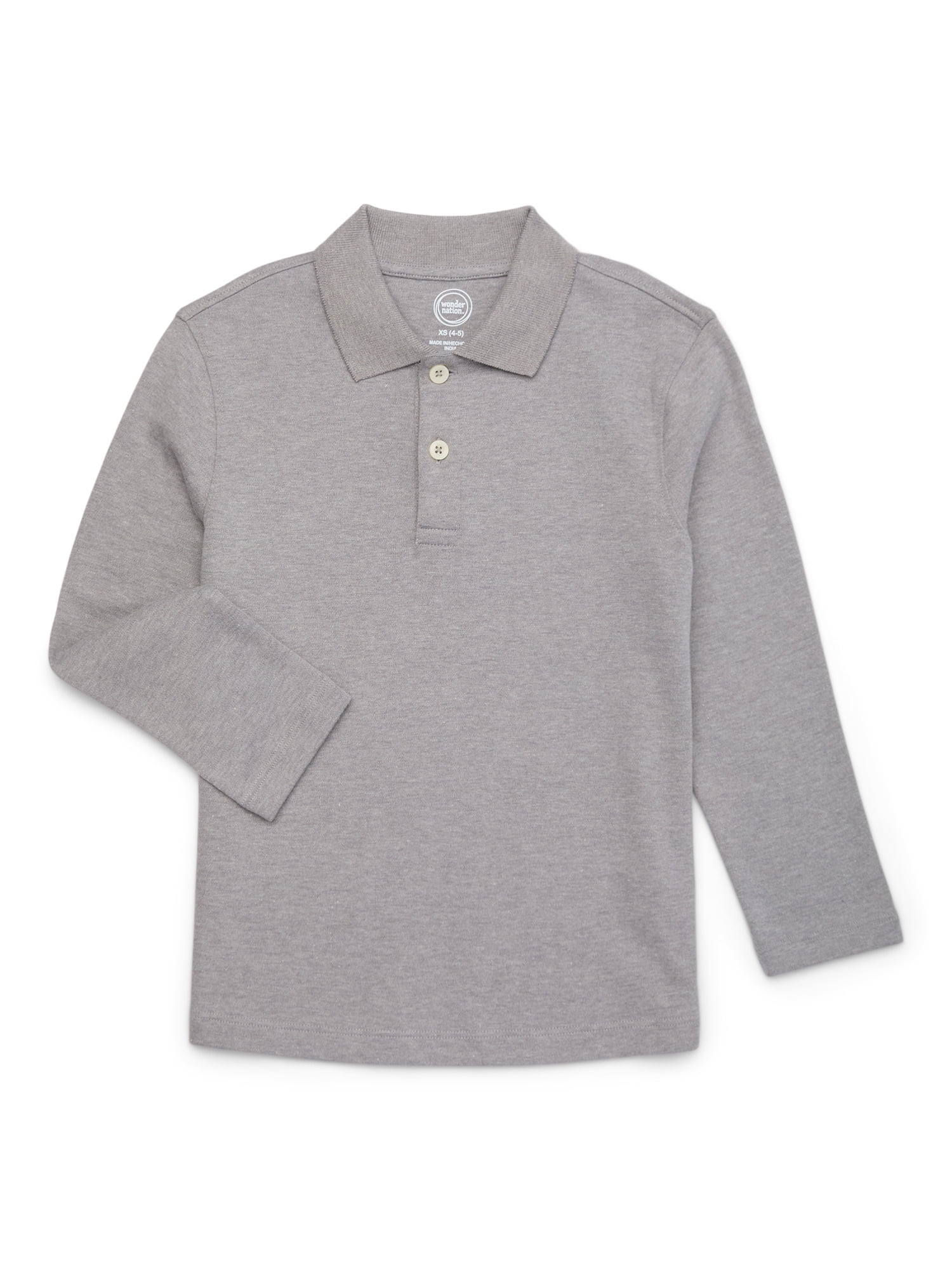 Wonder Nation Boys Long Sleeve Polo Shirt, Sizes 4-18 & Husky - Walmart.com