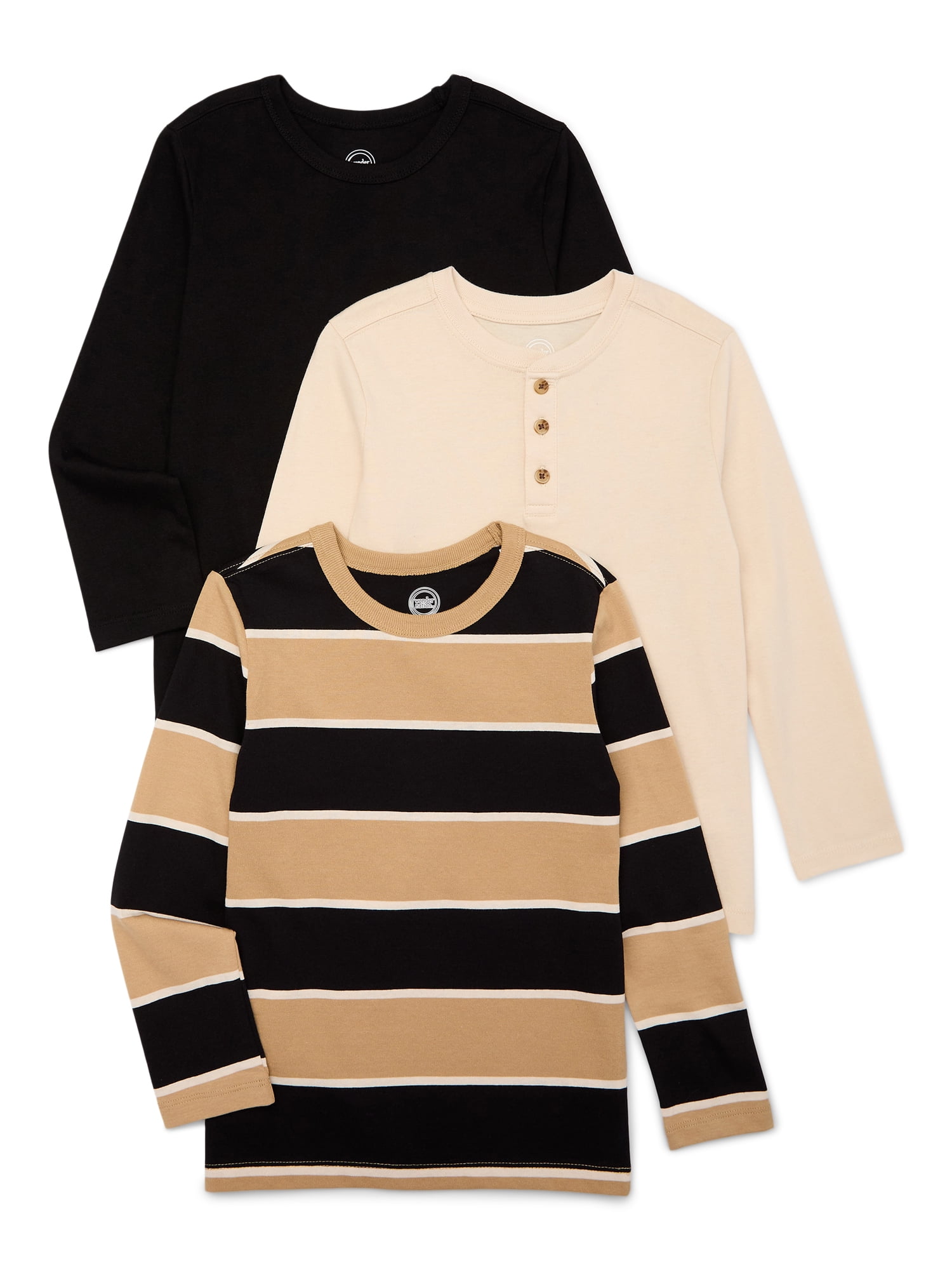 Wonder Nation Boys Long Sleeve T-Shirt, 3-Pack, Sizes 4-18 & Husky - Walmart.com