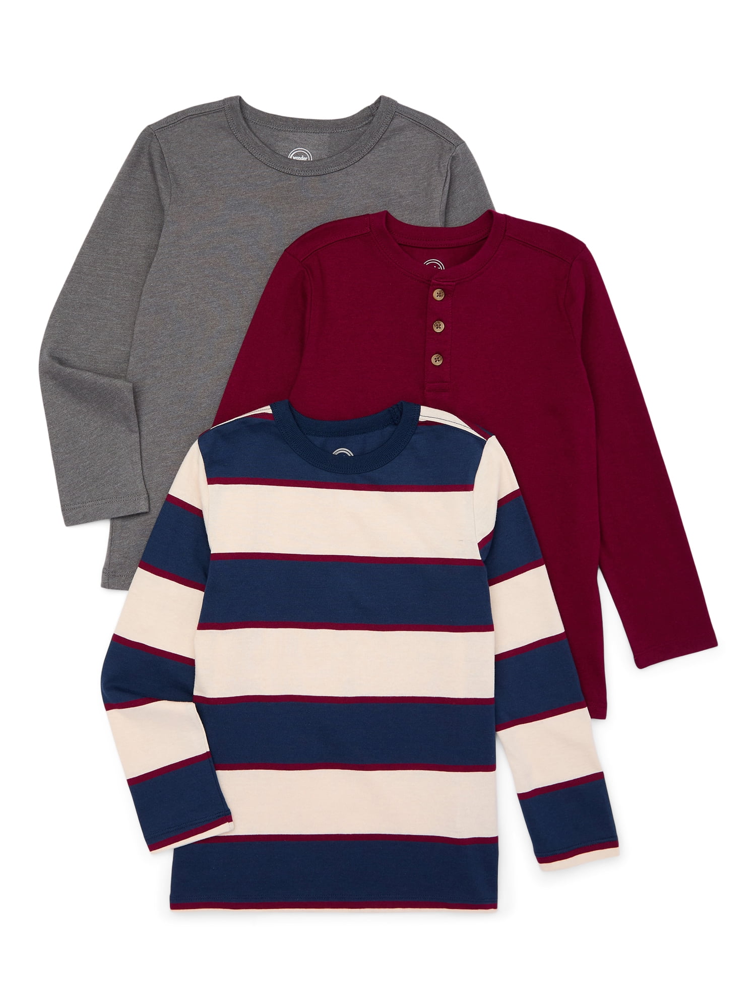Wonder Nation Boys Long Sleeve T-Shirt, 3-Pack, Sizes 4-18 & Husky - Walmart.com