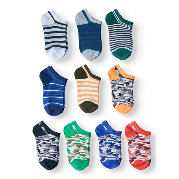 Wonder Nation Boys' No Show Socks, 10-Pack, Sizes S-L - Walmart ...