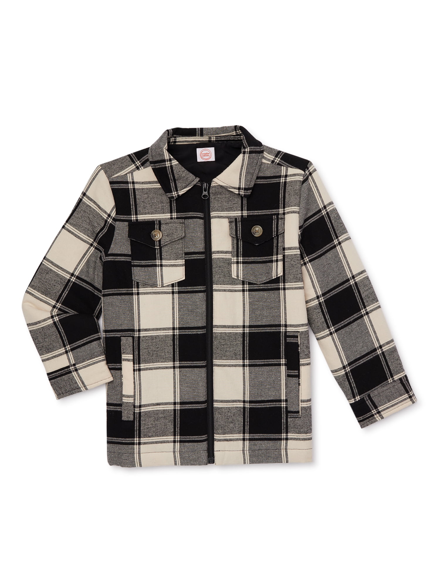 Wonder Nation Boys Plaid Flannel Shacket, Sizes 4-16 & Husky - Walmart.com