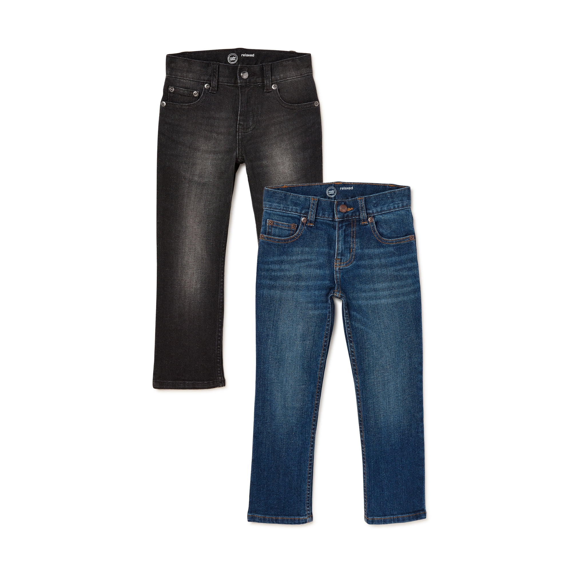 Wonder Nation Boys Relaxed Fit Denim Jeans, 2-Pack, Sizes 4-18 & Husky ...