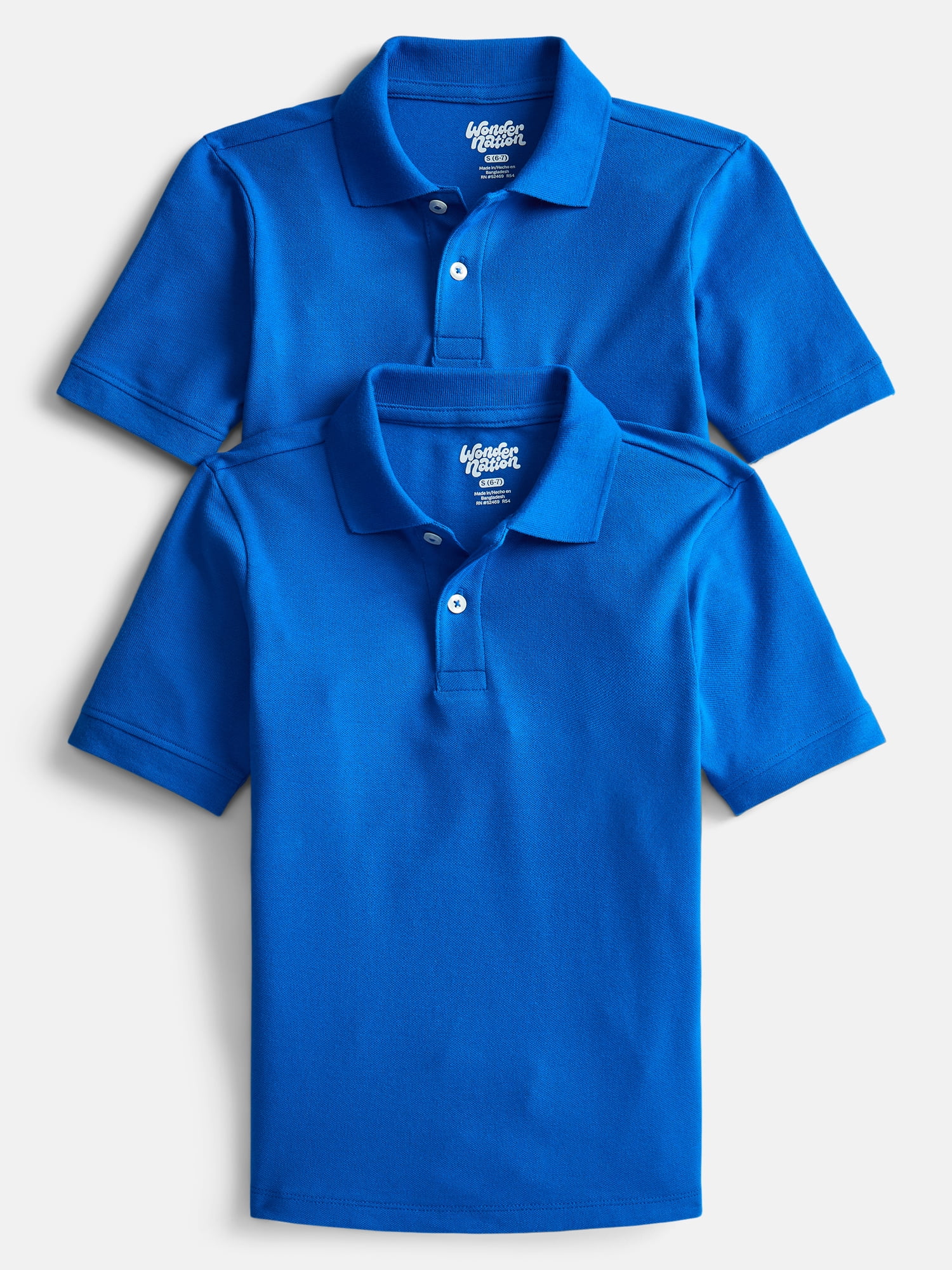 Wonder Nation Boys School Uniform Short Sleeve Pique Polo Shirt, 2-Pack ...