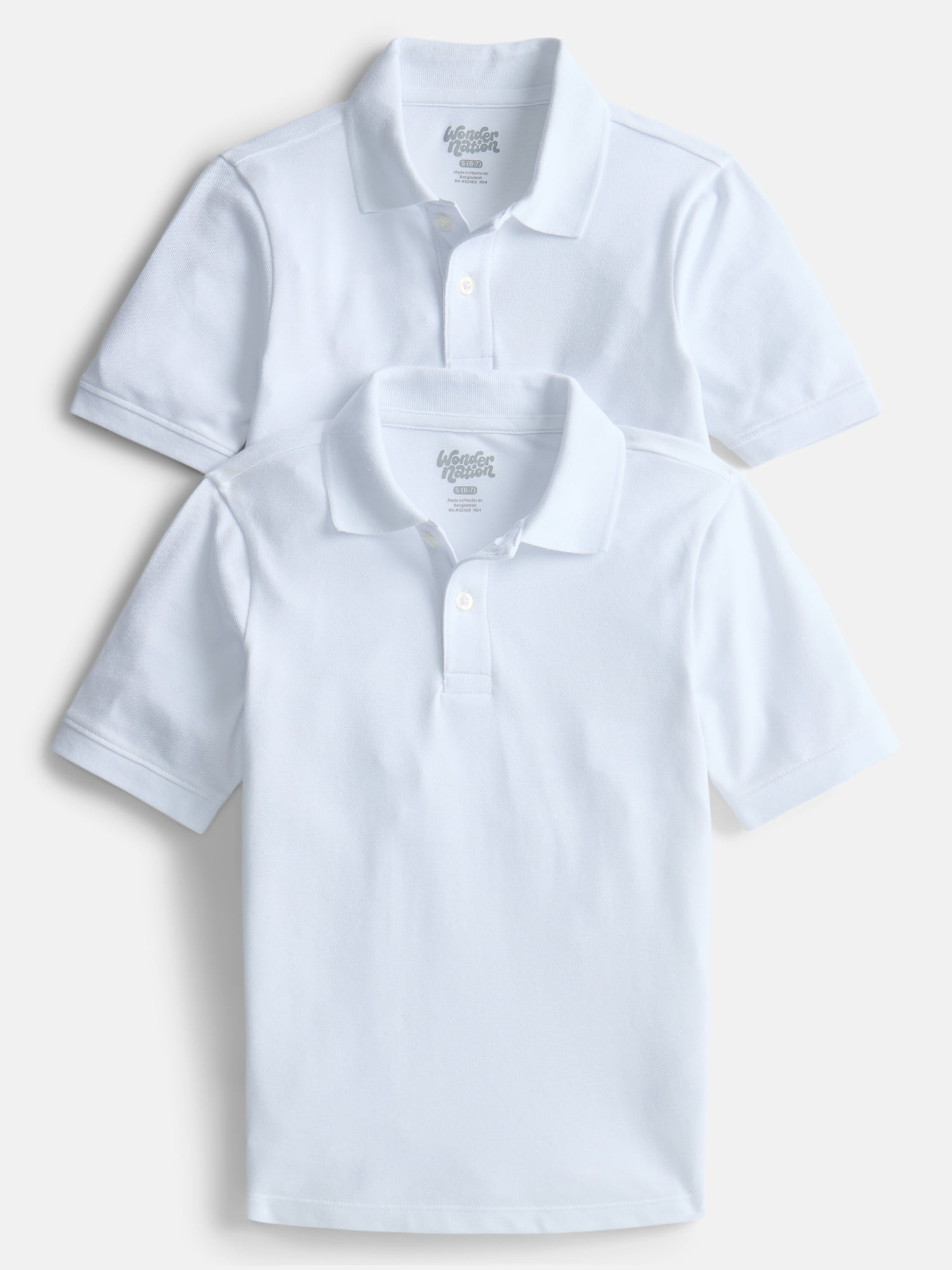 Wonder Nation Boys School Uniform Short Sleeve Pique Polo Shirt, 2-Pack ...
