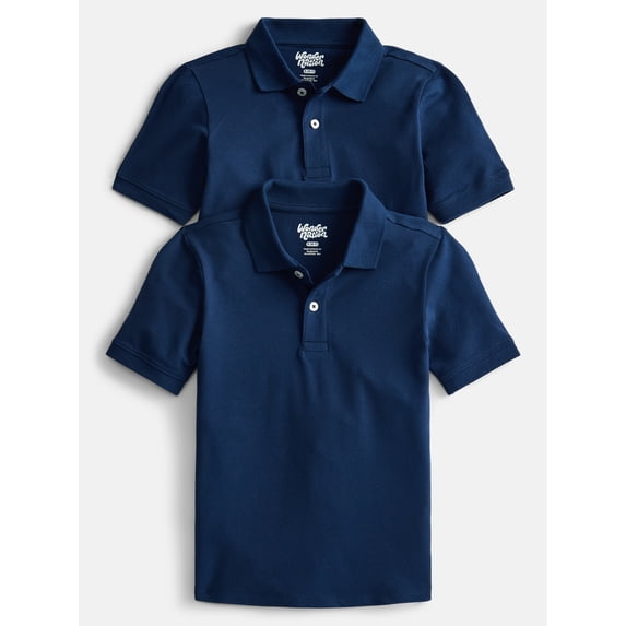 Wonder Nation Boys School Uniform Short Sleeve Pique Polo Shirt, 2-Pack ...