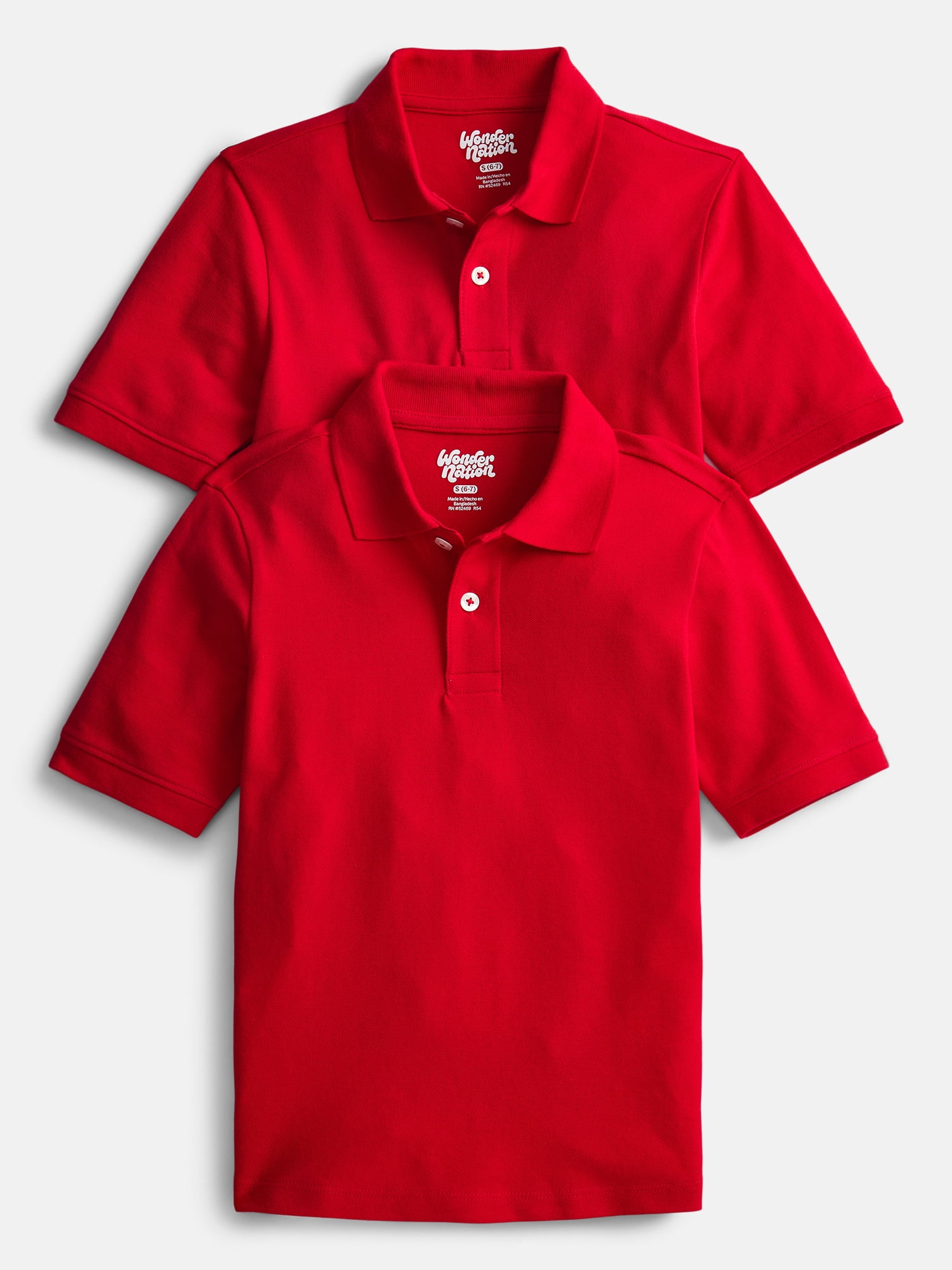 Wonder Nation Boys School Uniform Short Sleeve Pique Polo Shirt, 2-Pack ...