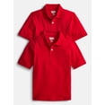 Wonder Nation Boys School Uniform Short Sleeve Pique Polo Shirt, 2-Pack ...