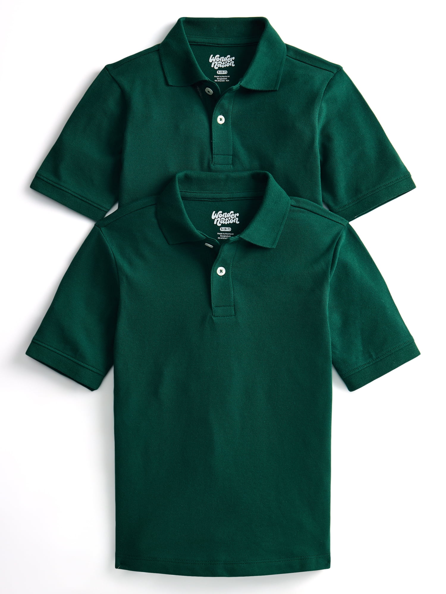 Wonder Nation Boys School Uniform Short Sleeve Pique Polo Shirt, 2-Pack ...
