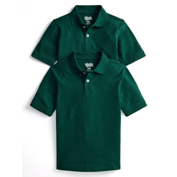 Wonder Nation Boys School Uniform Short Sleeve Pique Polo Shirt, 2-Pack ...