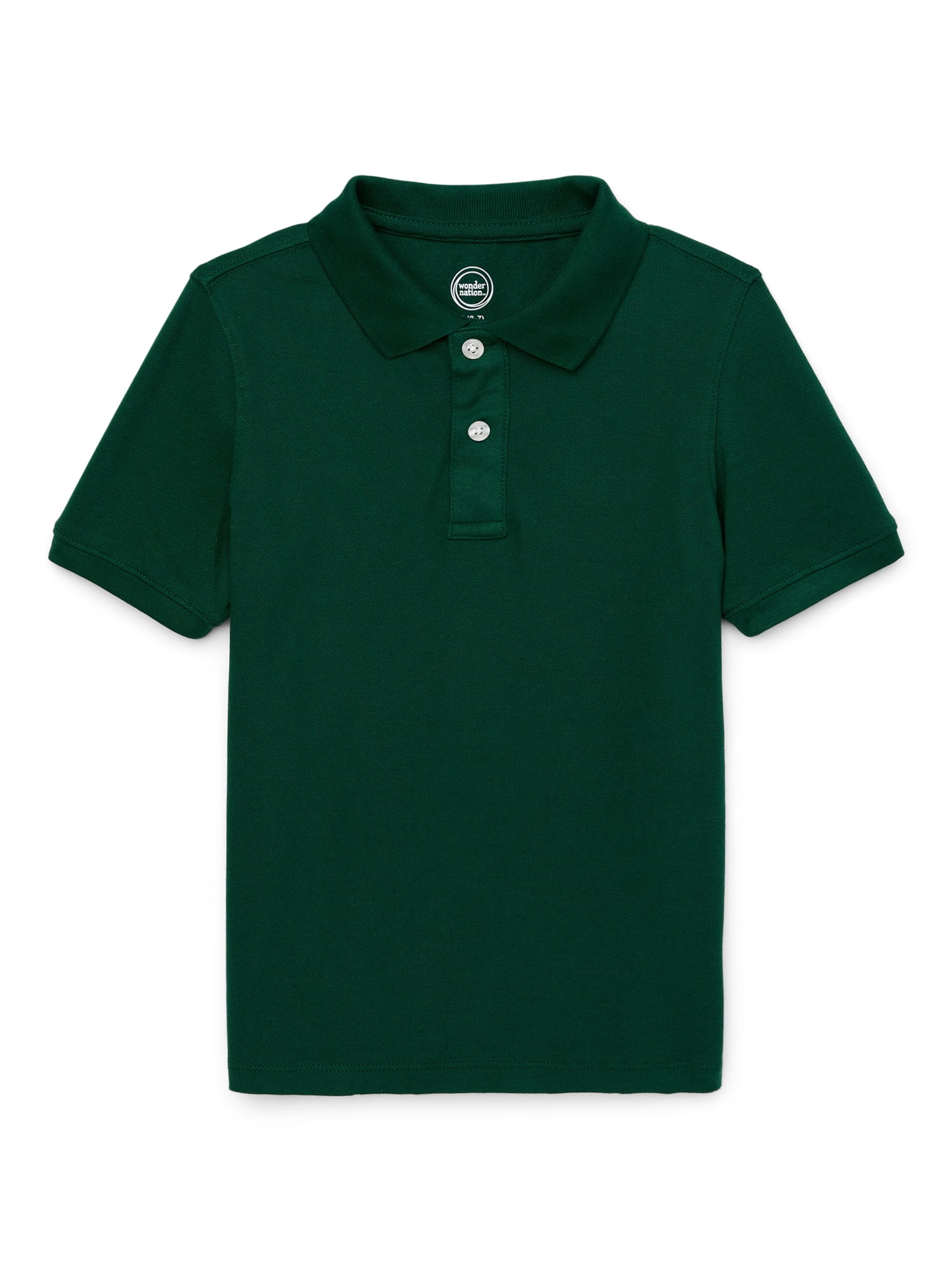 Wonder Nation Boys School Uniform Short Sleeve Pique Polo, Durable ...