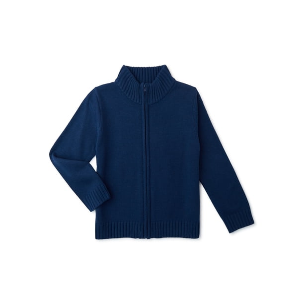 Wonder Nation Boys School Uniform Zip Up Sweater, Sizes 4-18 - Walmart.com