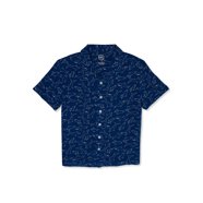 Men's Aloha Shirt in White with Navy Floral [XL] - Walmart.com
