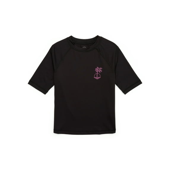 Wonder Nation Boys Short Sleeve Graphic Swim Rash Guard with UPF50 ...