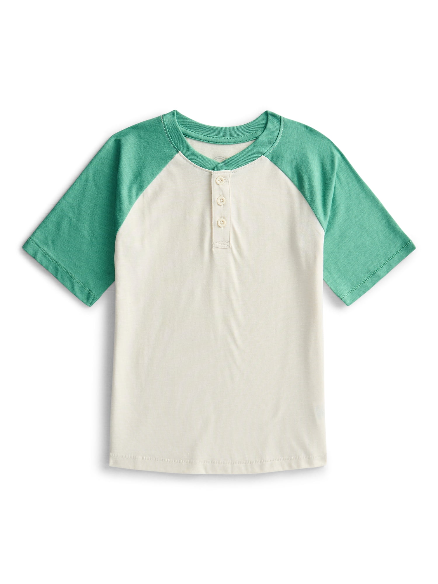 Wonder Nation Boys Raglan Henley T-Shirt with Short Sleeves, Sizes 4–18 ...