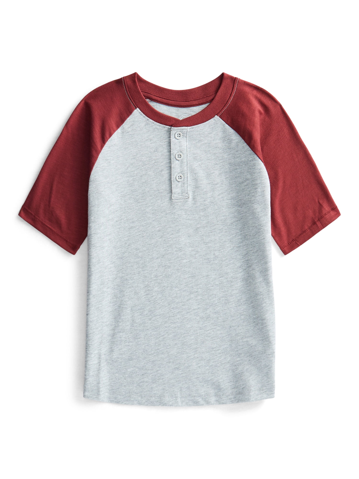 Wonder Nation Boys Raglan Henley T-Shirt with Short Sleeves, Sizes 4–18 ...