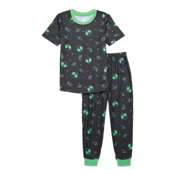 Wonder Nation Boys Waffle Knit Short Sleeve Top and Shorts Pajama Set ...
