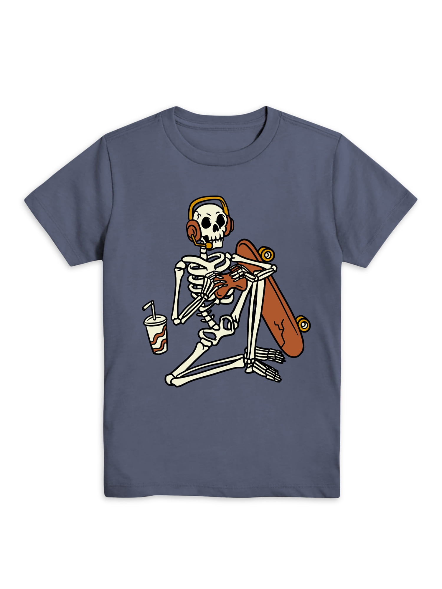 Wonder Nation Boys Skeleton Graphic T-Shirt, Crew Neck, Short Sleeve ...