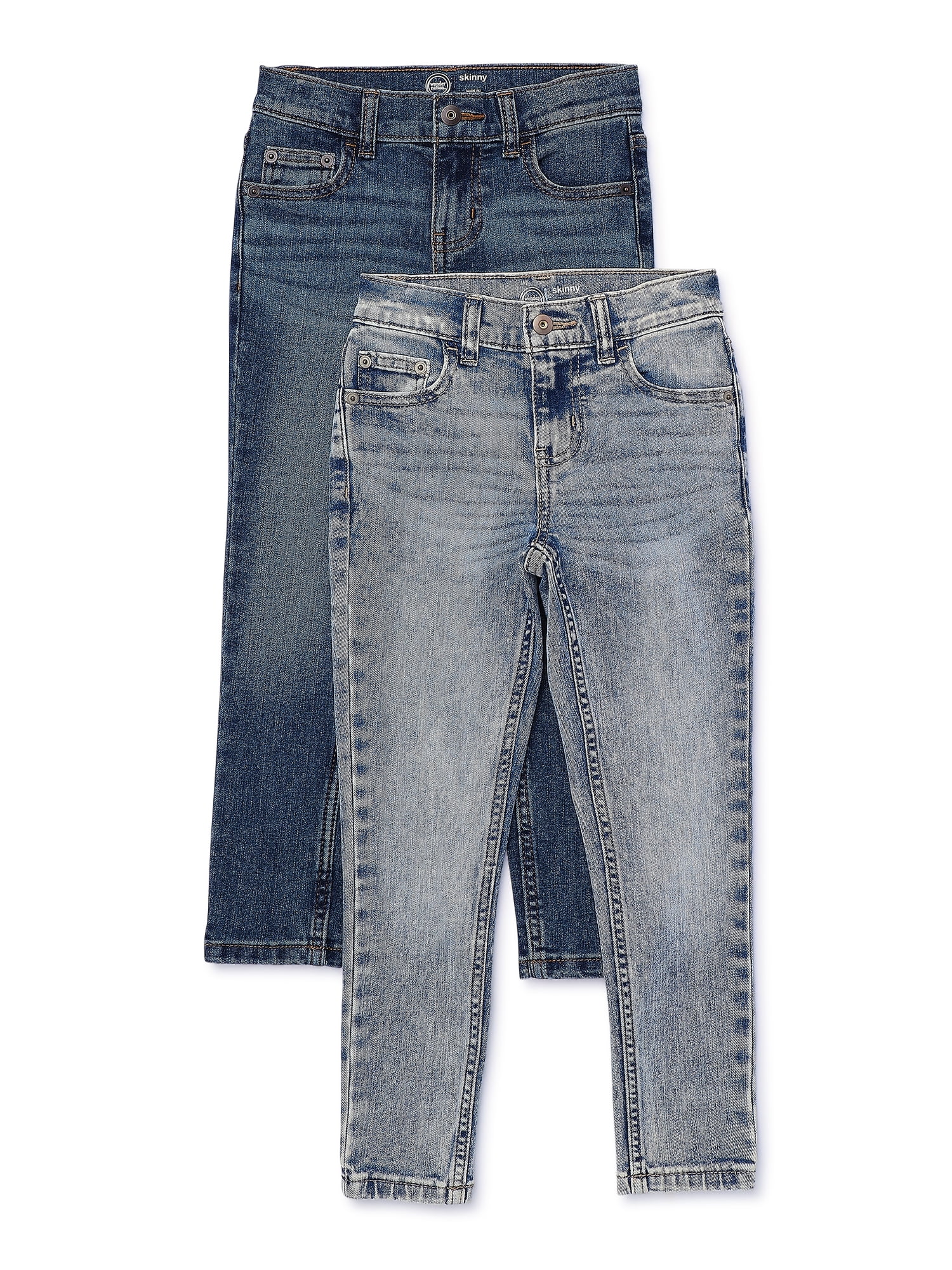 Wonder Nation Boys Skinny Fit Denim Jeans - 2 Pack, Sizes 4-18 & Husky ...