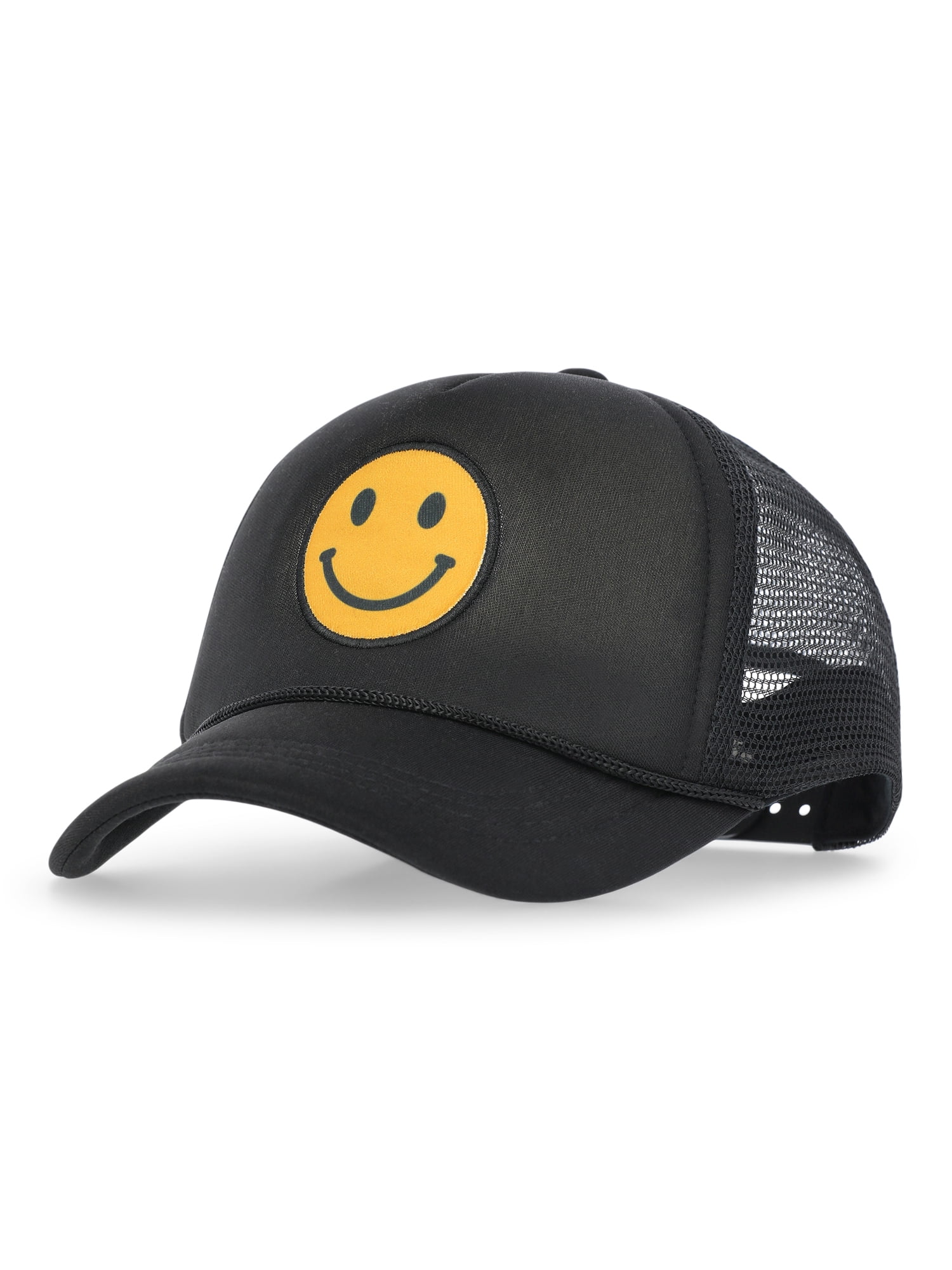 Wonder Nation Boys Smiley Patch Hat, One Size Fits Most, Black ...