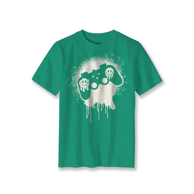 Wonder Nation Boys Splatter Smiley Control, Crew Neck, Short Sleeve ...