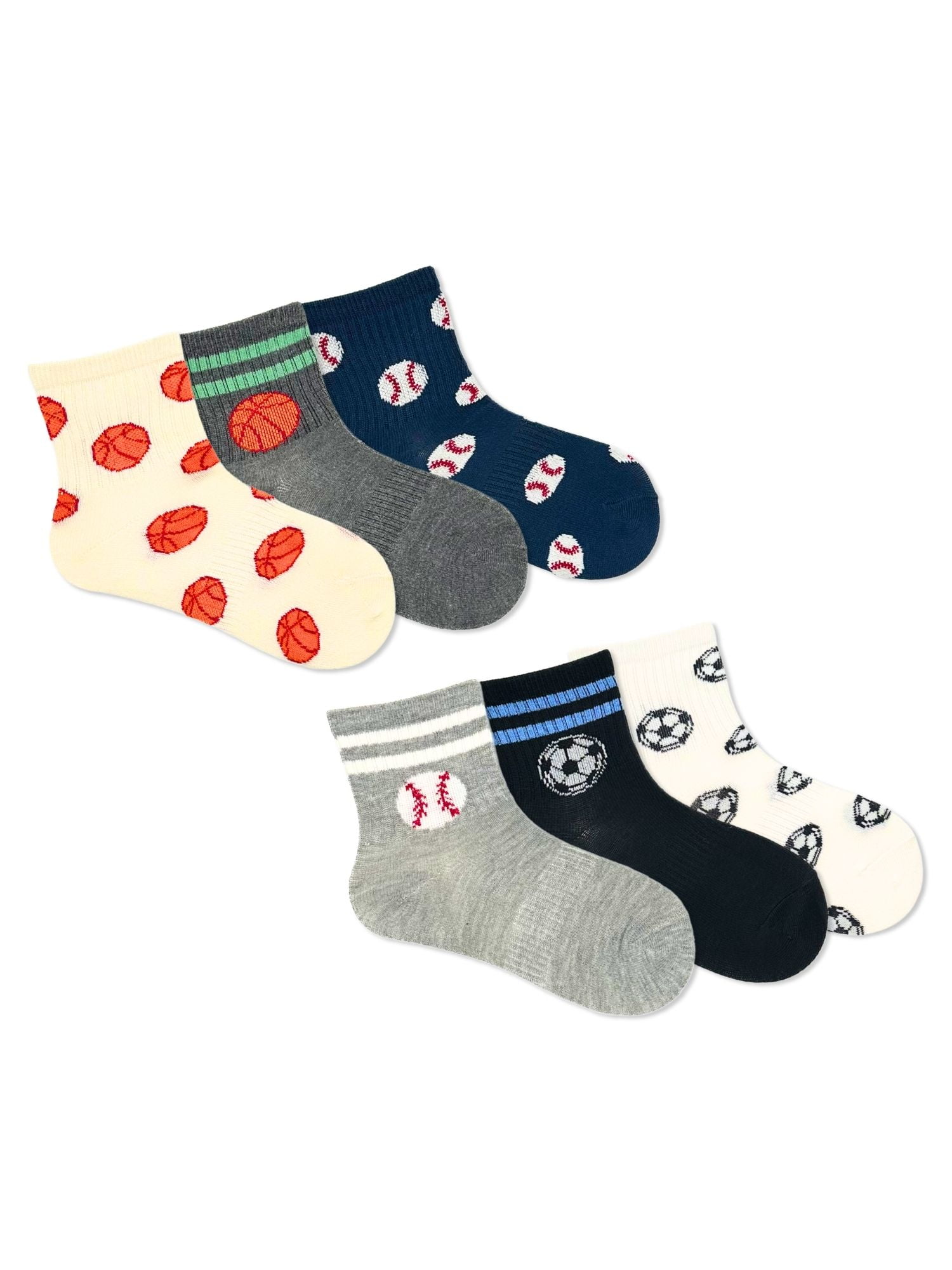 Wonder Nation Boys Sport Balls Mid-Crew Socks, 6-Pack, Sizes S-L ...