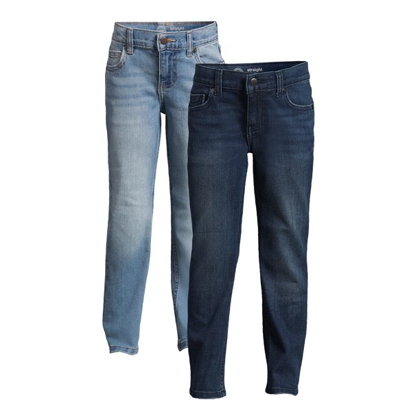 Wonder Nation Boys Straight Leg Stretch Denim Jeans, 2-Pack, Sizes 4-18 ...