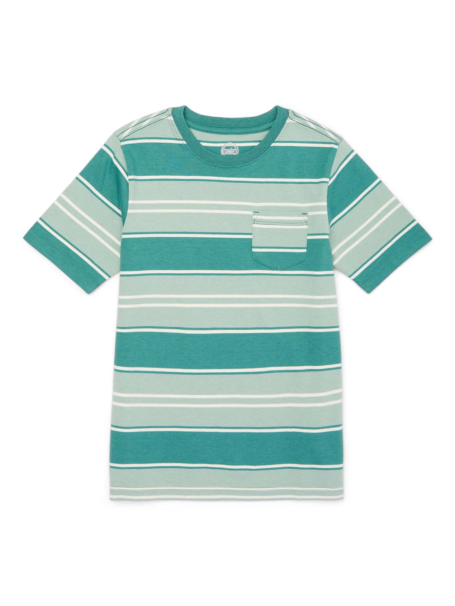 Wonder Nation Boys Stripe Tee with Short Sleeves, Sizes 4-18 & Husky ...