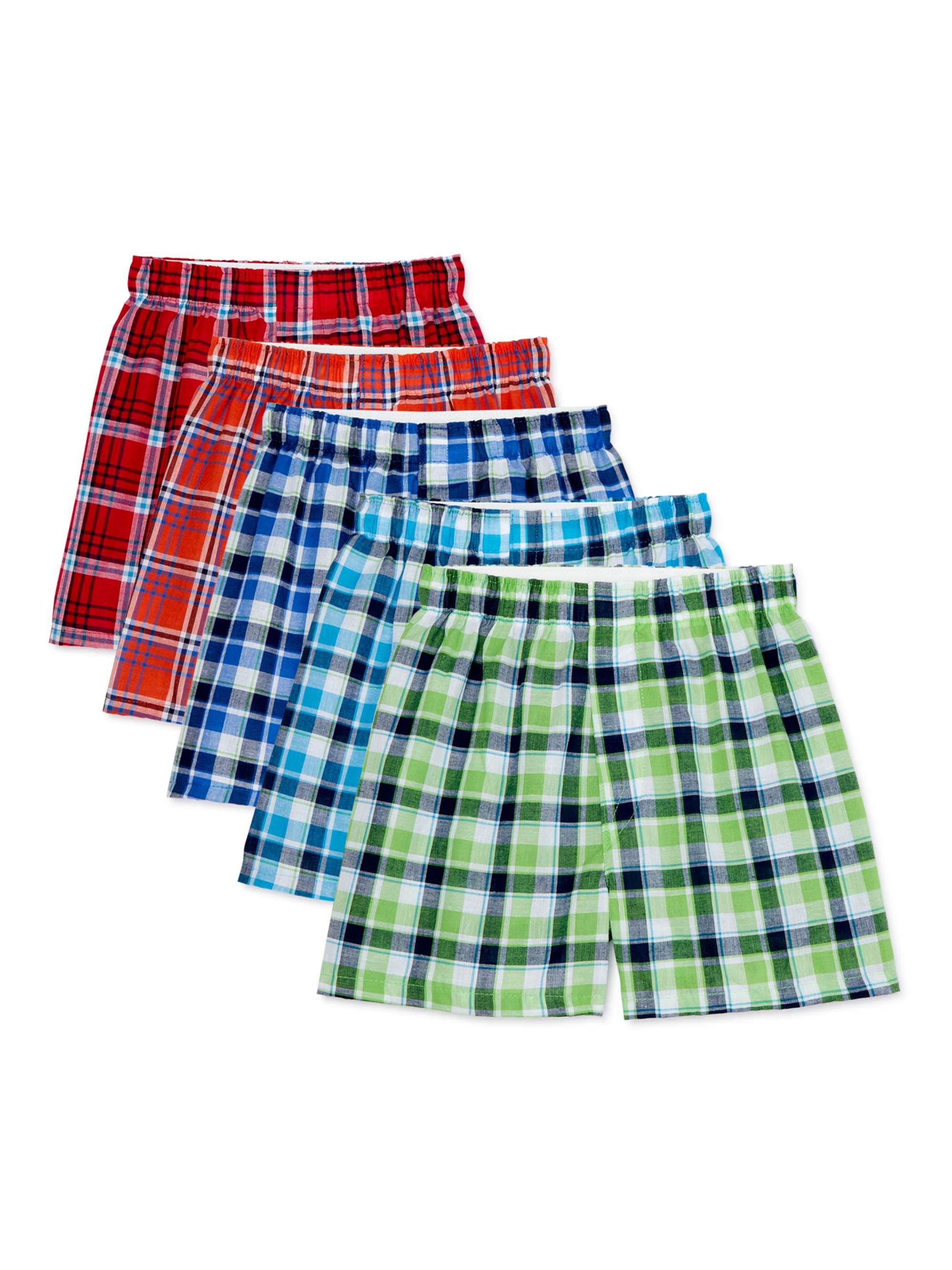 Wonder Nation Boys Tartan 5-Pack Boxers, Sizes (S-XL) - Walmart.com