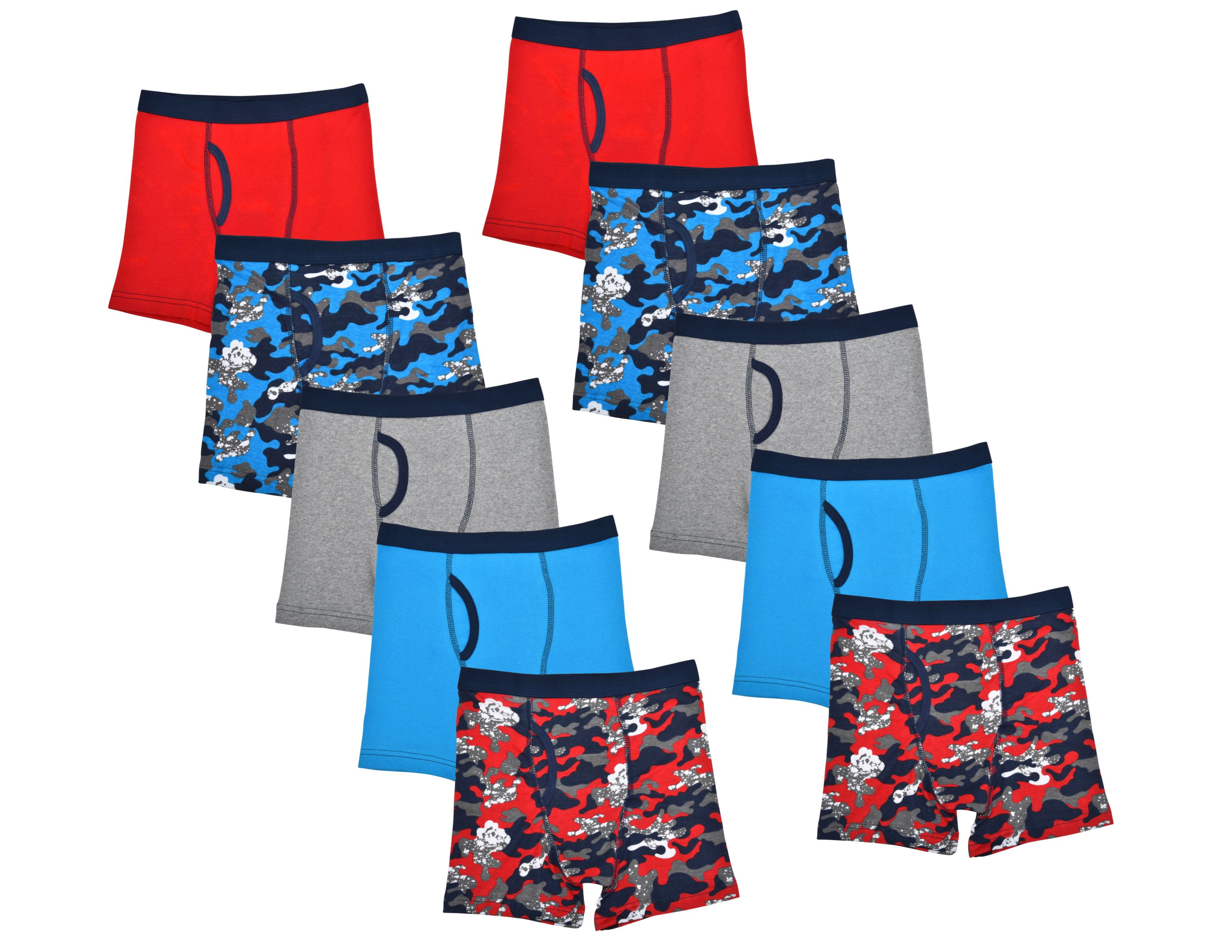 Wonder Nation Boys Cotton Boxer Briefs 10-Pack, S-XXL & Husky, Soft ...