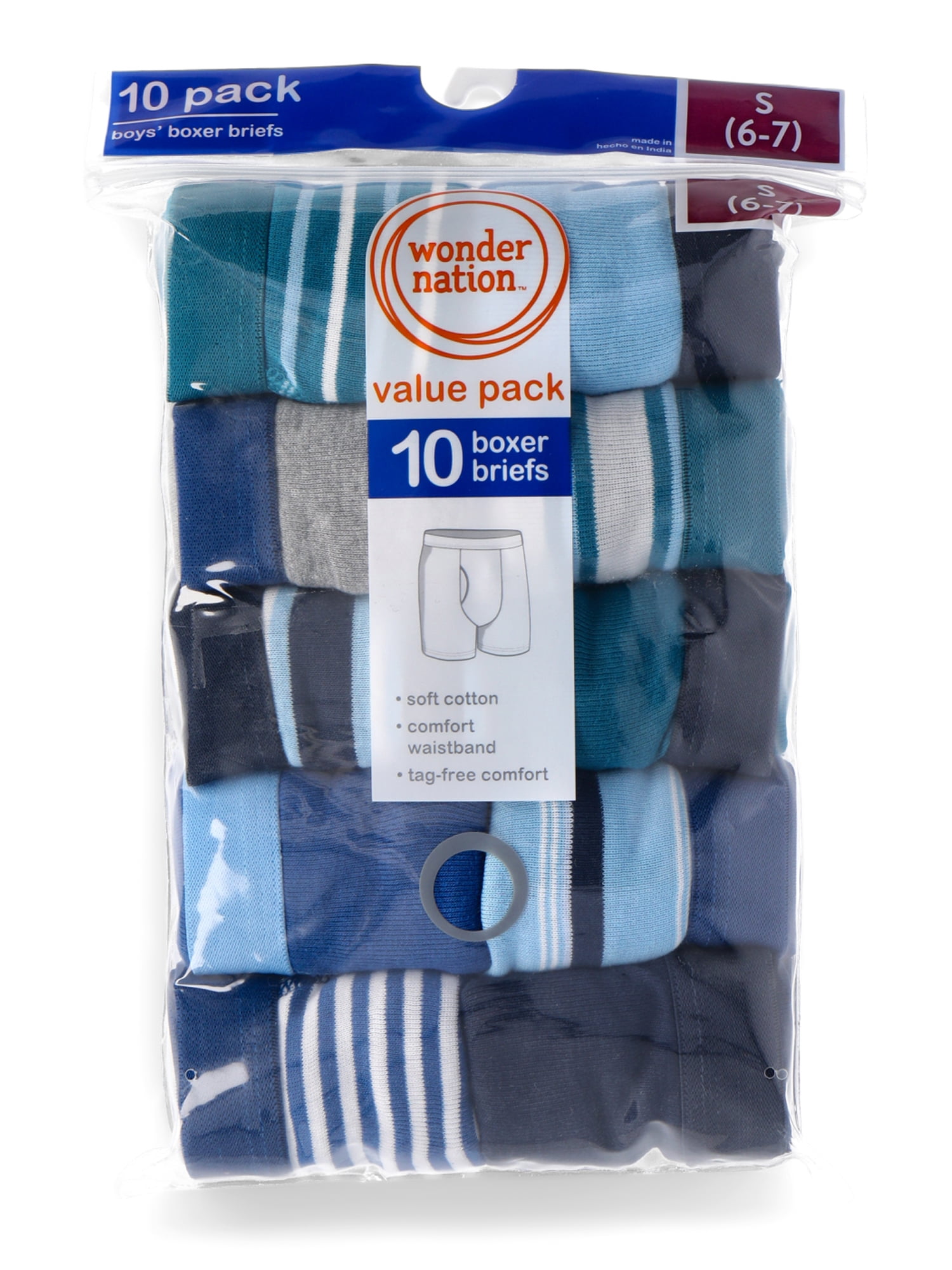 Wonder Nation Boys Underwear Soft Cotton Boxer Briefs, 10-Pack, Sizes S-XXL & Husky - Walmart.com