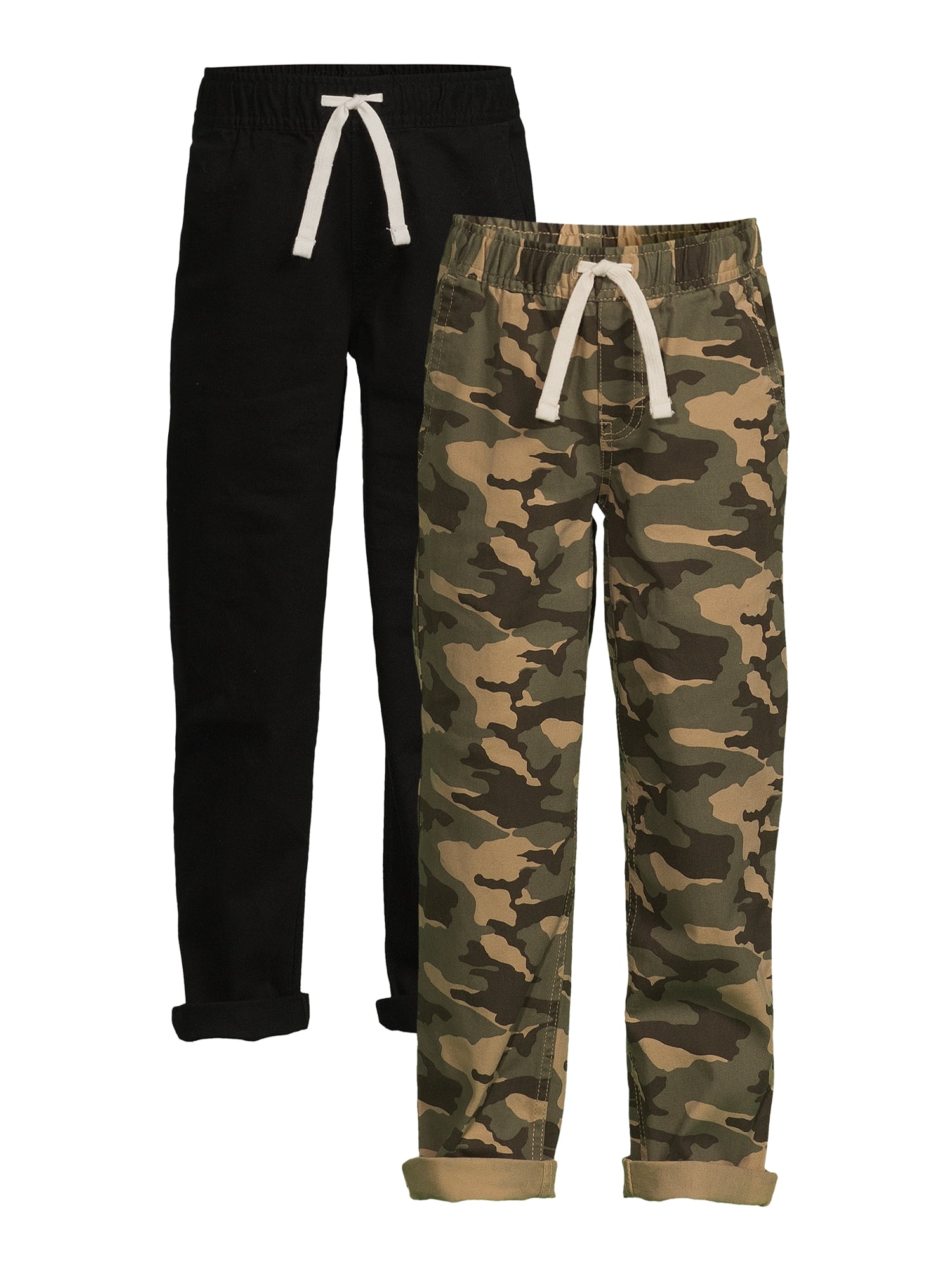 Wonder Nation Boys Woven Pull On Pants, 2-Pack, Sizes 4-18 & Husky ...