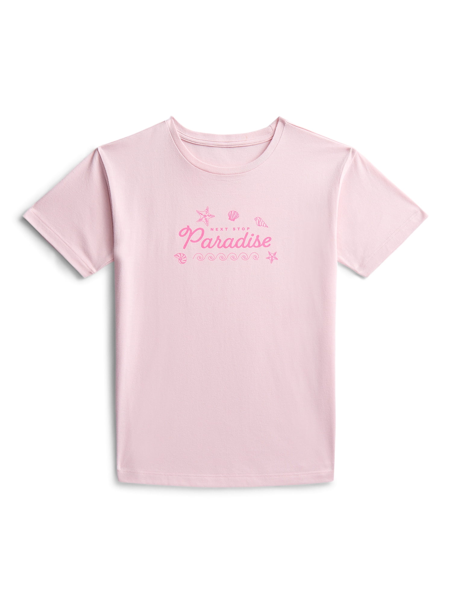 Wonder Nation Girls Delicate Paradise Graphic Tee with Short Sleeves ...