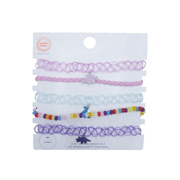Wonder Nation Unicorn Stretch Necklace and Choker Set, 5-Pack, Multi ...