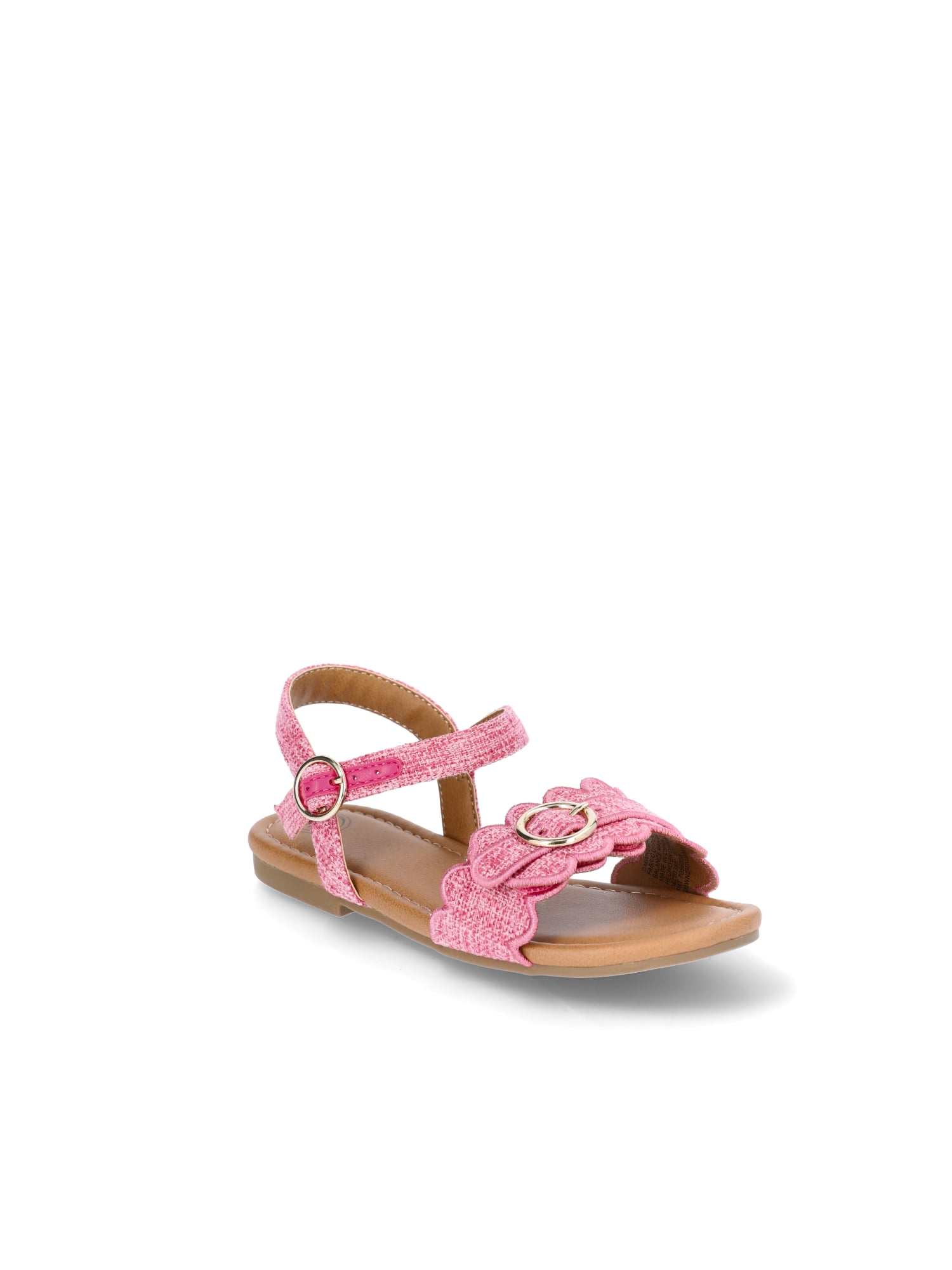 Wonder Nation Girl Scalloped 2 Strap Raffia Sandals - Walmart.com