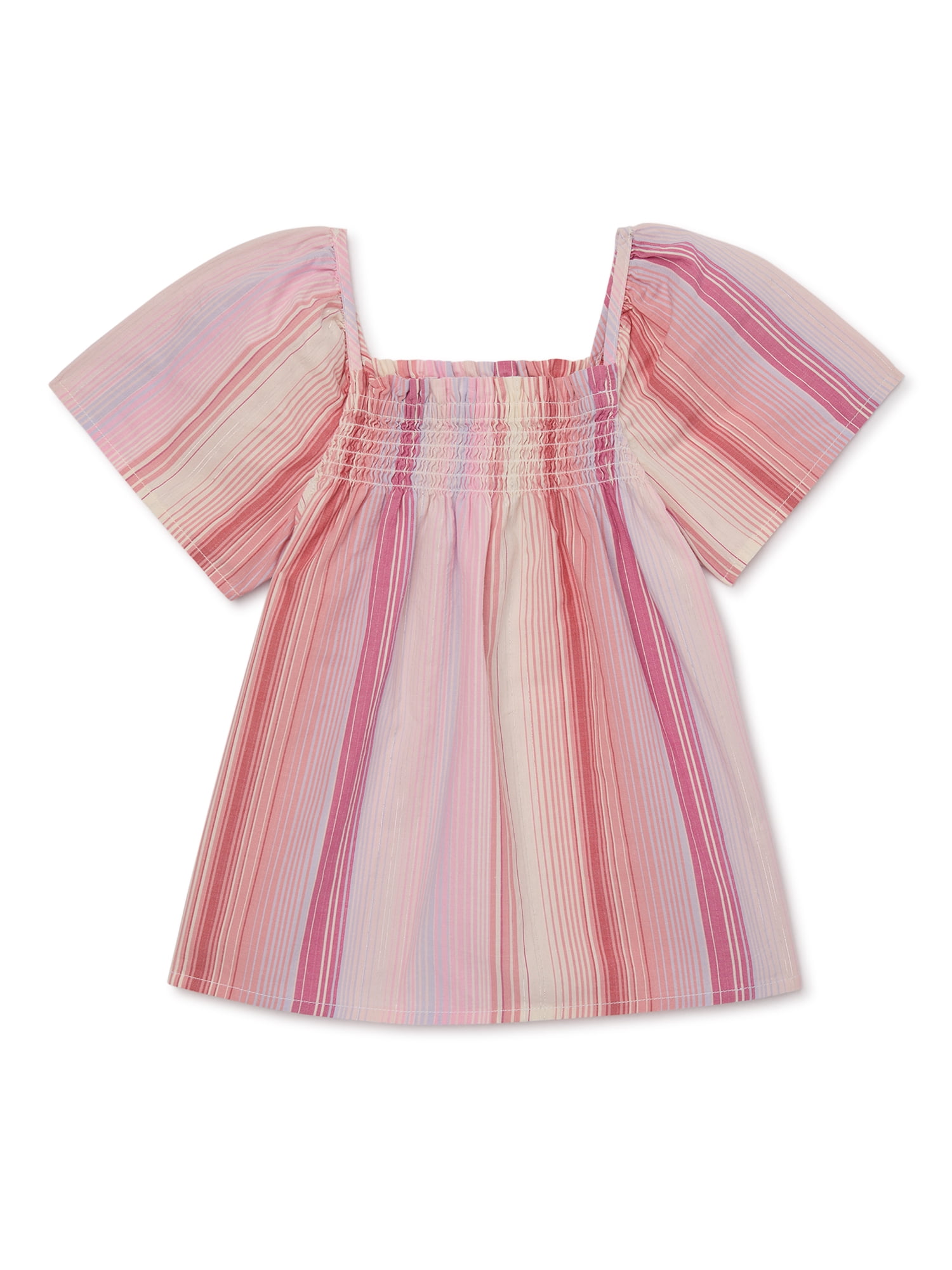 Wonder Nation Girl's Flutter Sleeve Tops, Smocked Bodice, Sizes 4-18 & Plus, 100% Cotton ...