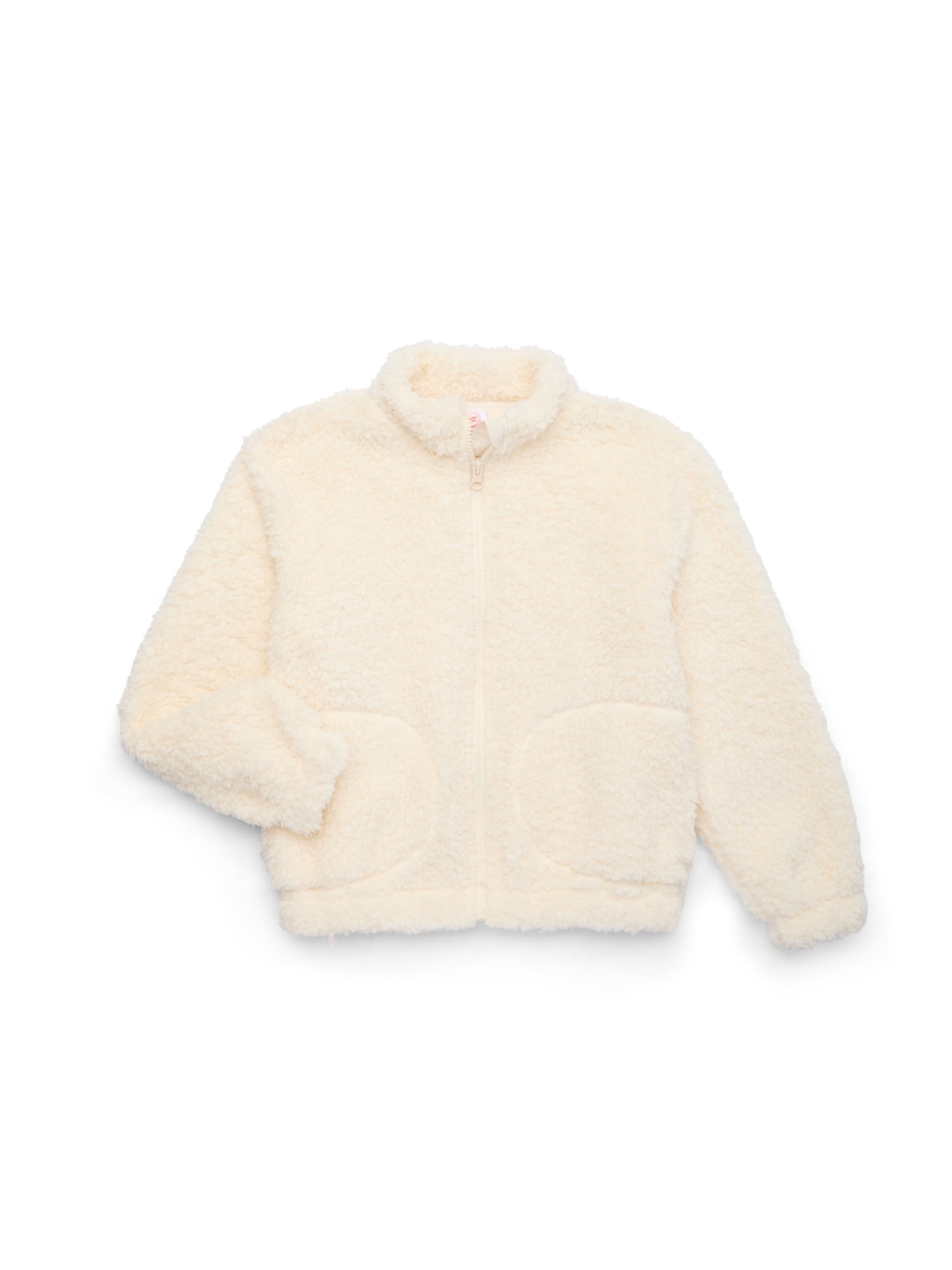 Wonder Nation Girls High Pile Fleece Zip Up Jacket, Sizes 4/5-14/16 ...