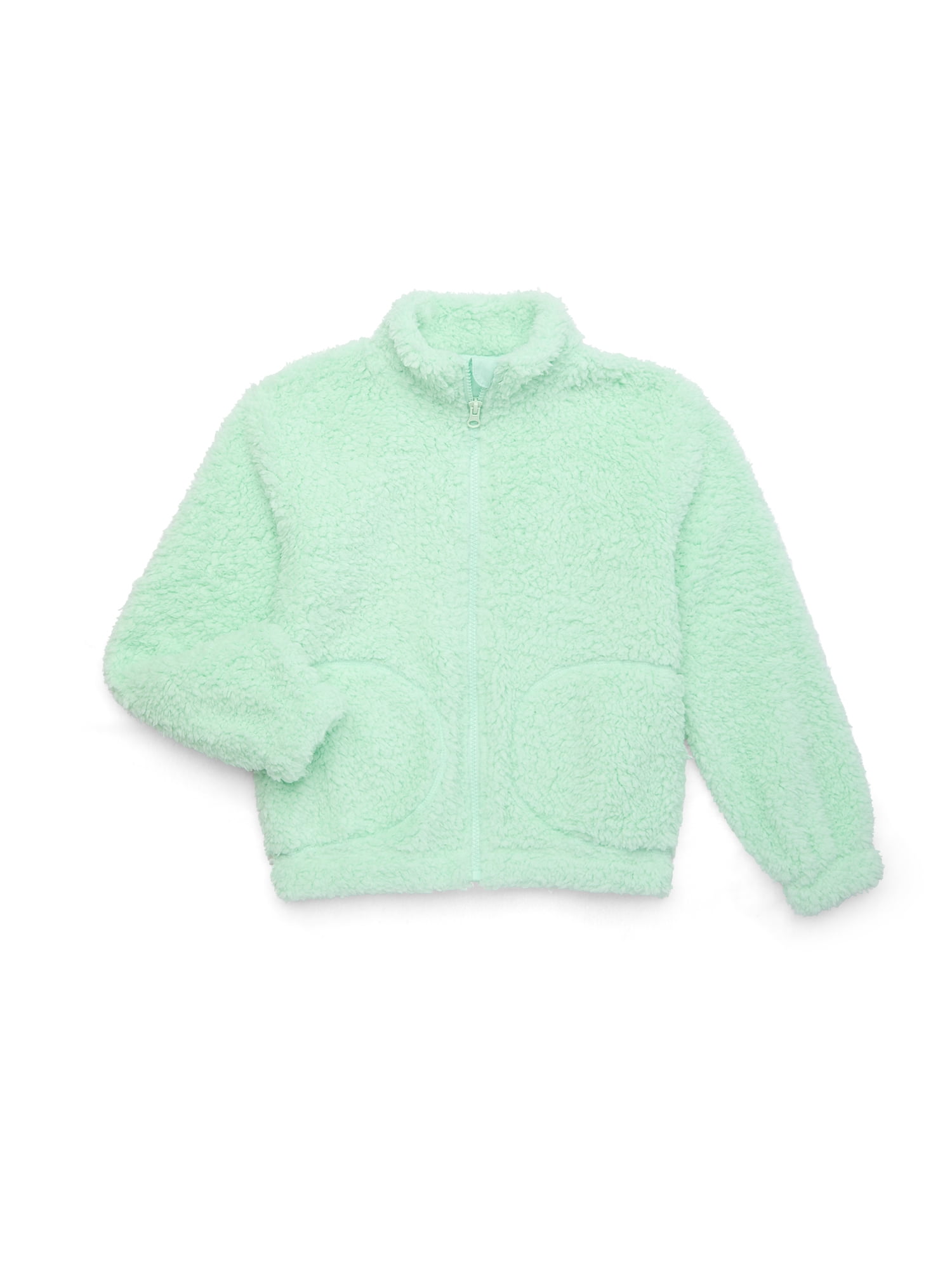 Wonder Nation Girls Comfy Fleece Zip-Up Jacket, Sizes 4/5-14/16, Bright ...