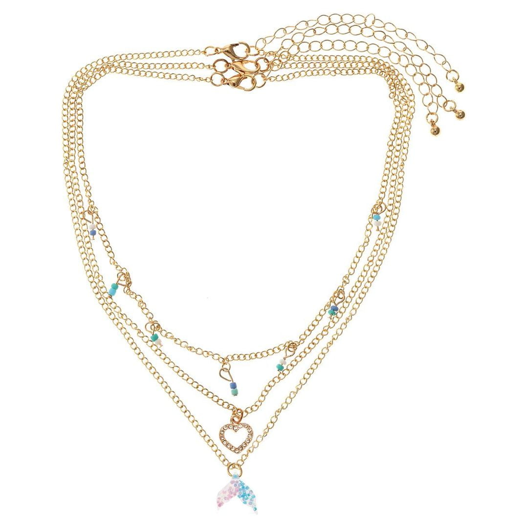 Wonder Nation Girl's Necklace Set, Gold tone Necklaces with Mermaid ...