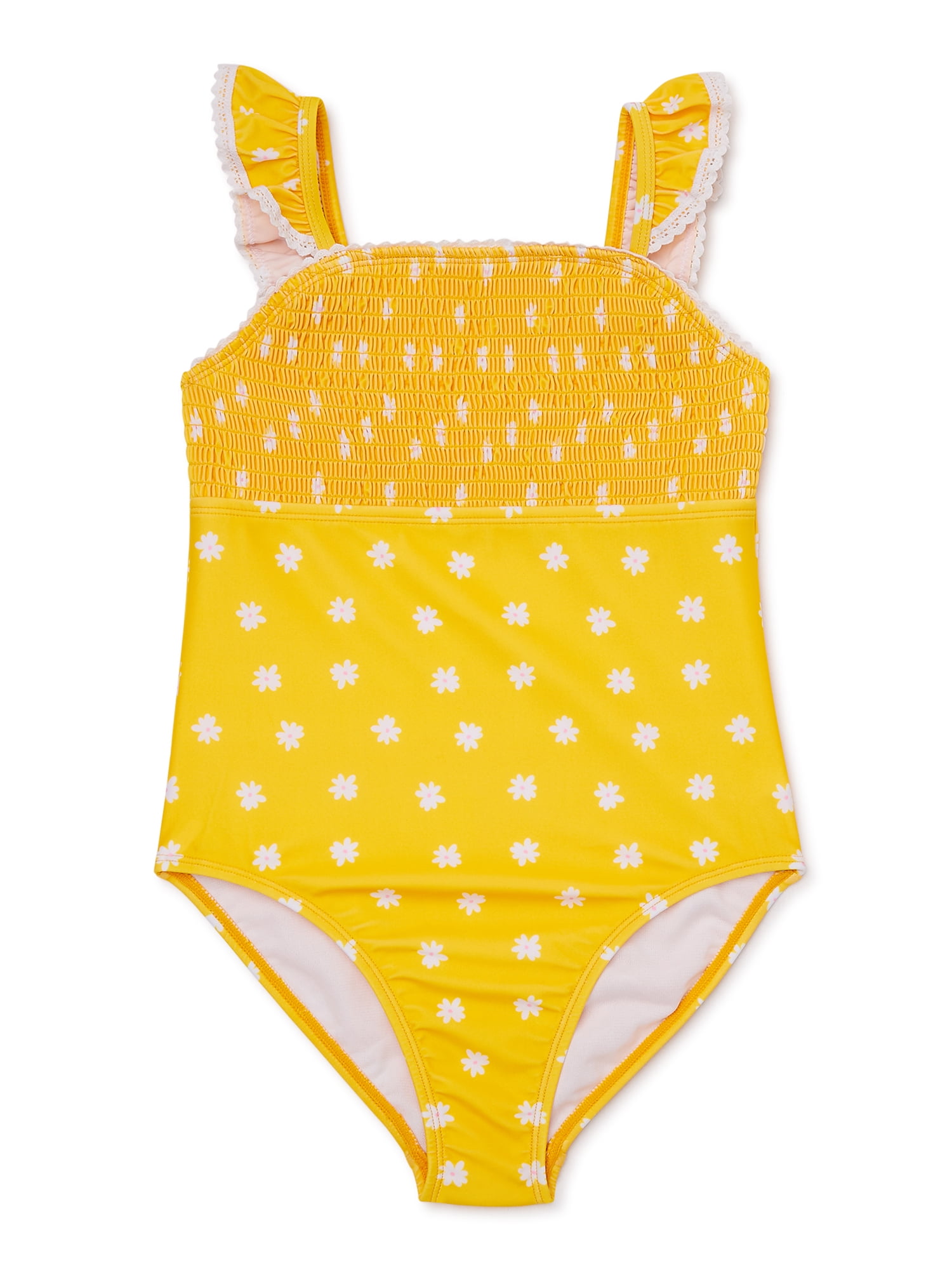 Wonder Nation Girl's Smocked One Piece Swimsuit Sizes 4 to 18 and Plus ...