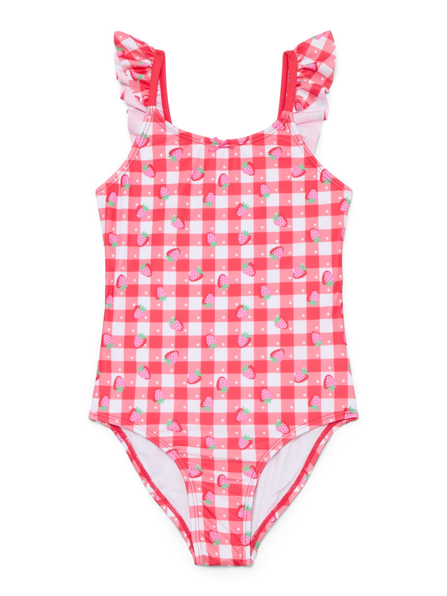 Wonder Nation Girl's Strawberry Gingham 1-Piece, Sizes 4-16 - Walmart.com