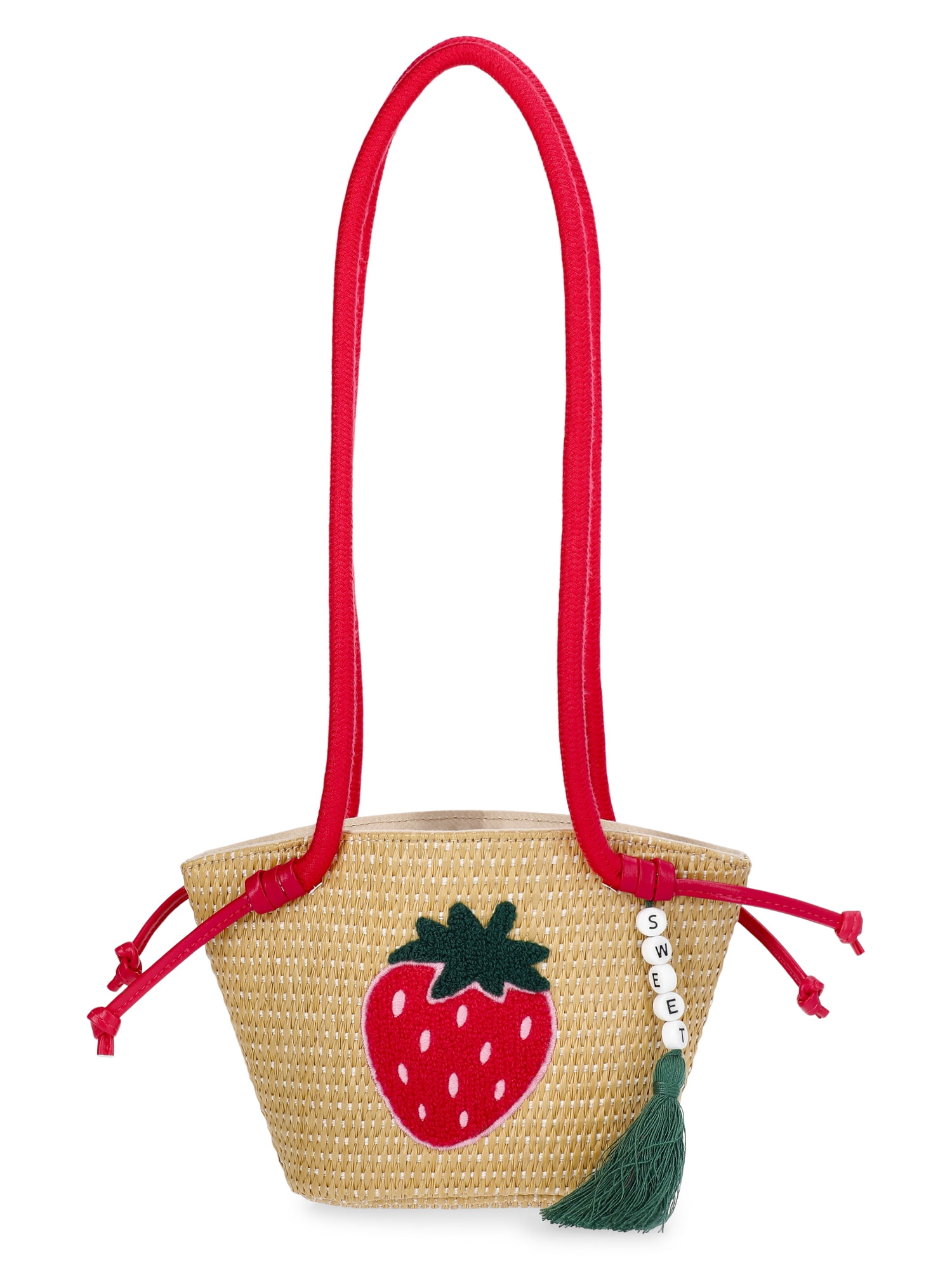 Wonder Nation Girls Strawberry Straw Crossbody Bag, Red - Walmart.com